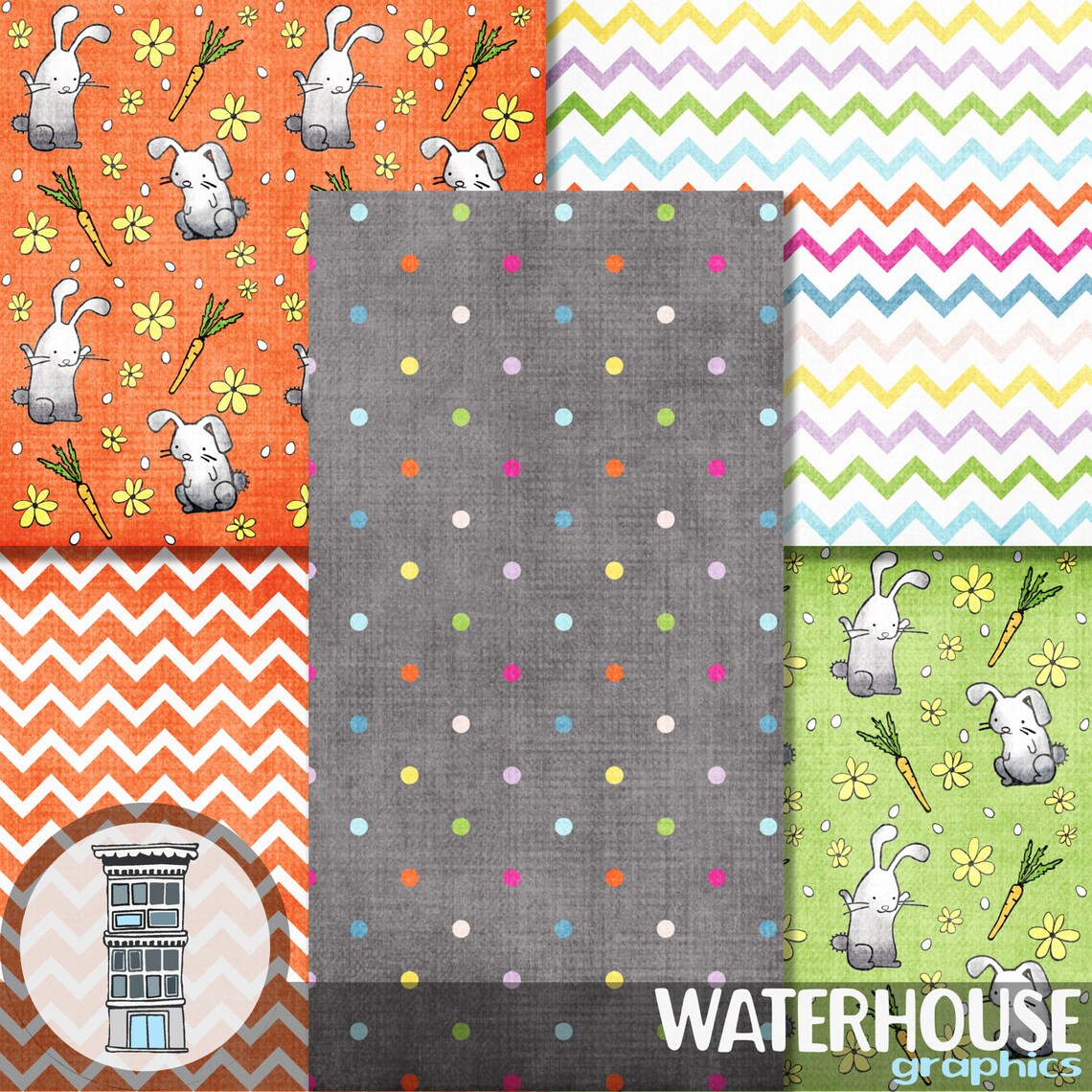 Easter Digital Paper Pack INSTANT DOWNLOAD Cute EASTER Bunnies - Etsy