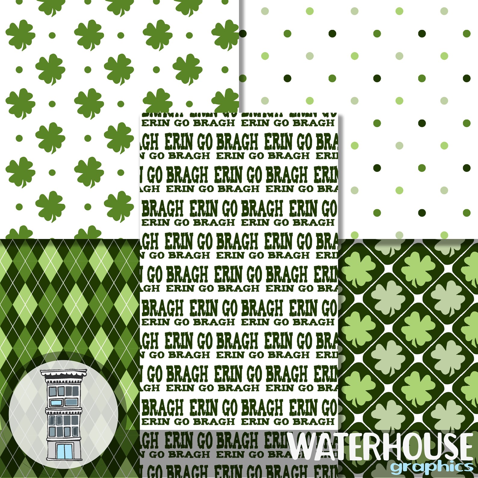 St. Patricks Day Digital Paper INSTANT DOWNLOAD Argyle Erin Go Bragh ...