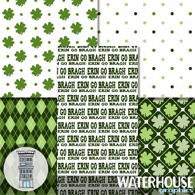 St. Patricks Day Digital Paper INSTANT DOWNLOAD Argyle Erin Go Bragh ...