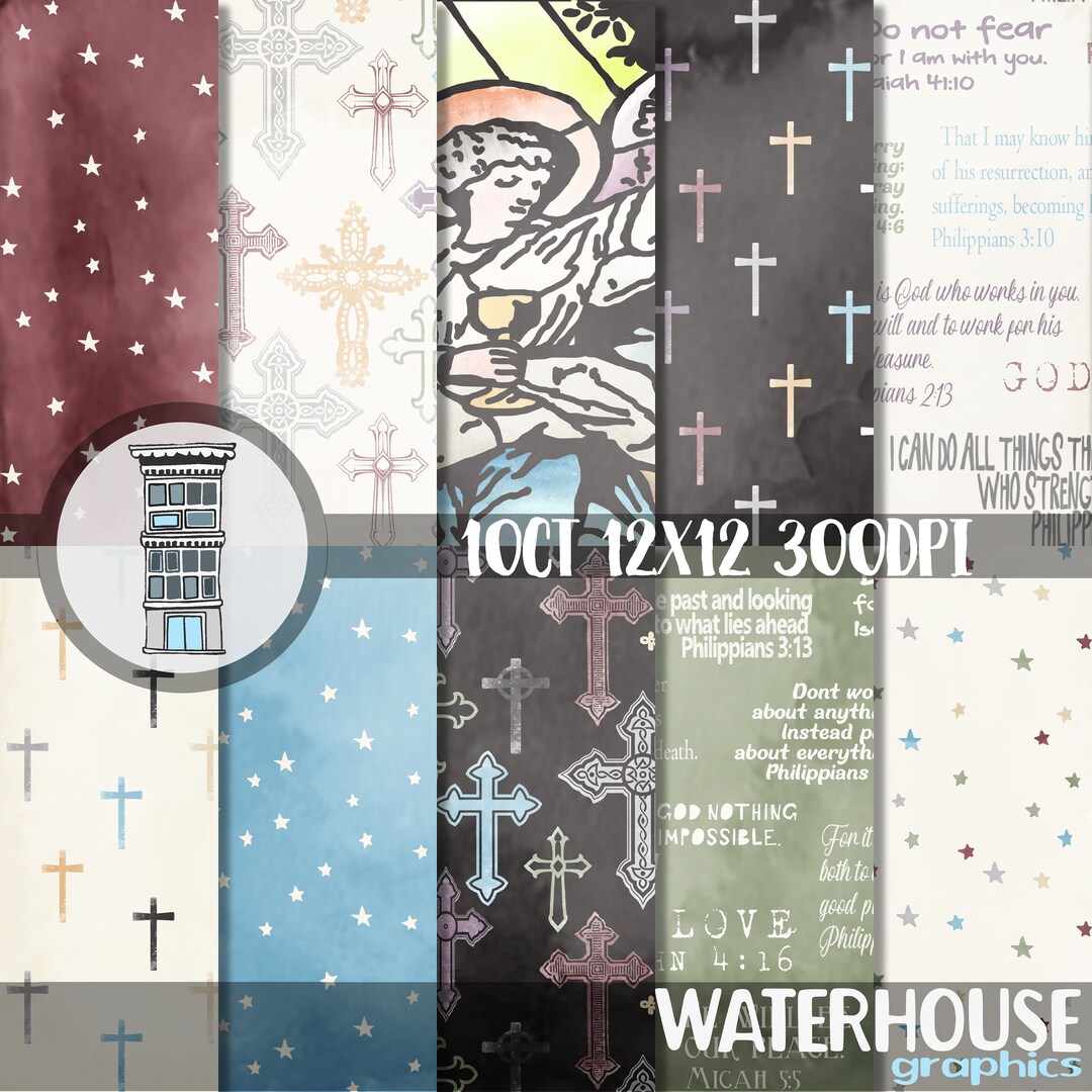 Religious Digital Paper Pack INSTANT DOWNLOAD Bible Watercolor Digital ...