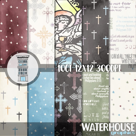 Religious Digital Paper Pack INSTANT DOWNLOAD Bible Watercolor | Etsy
