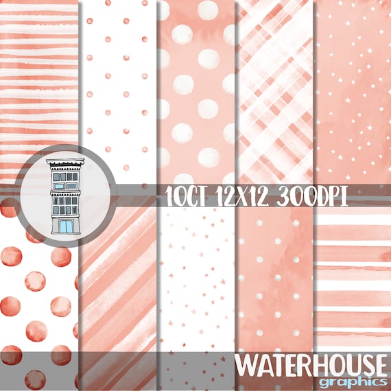 Watercolor CORAL PINK Paper Pack Instant Digital DOWNLOAD Pink - Etsy
