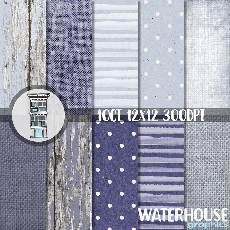 Navy Blue Digital Paper Pack INSTANT DOWNLOAD Navy Blue Periwinkle ...