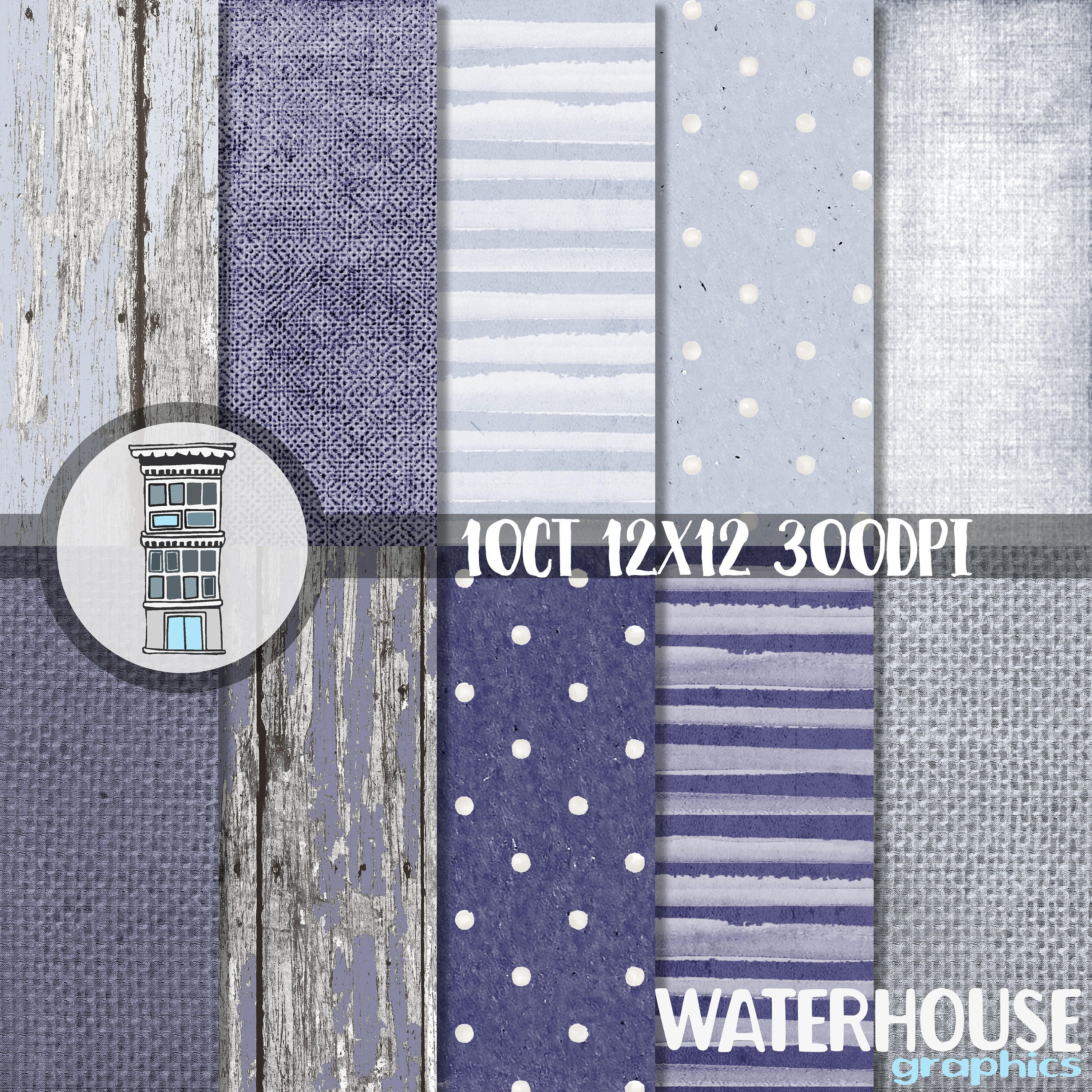 Navy Blue Digital Paper Pack INSTANT DOWNLOAD Navy Blue Periwinkle ...