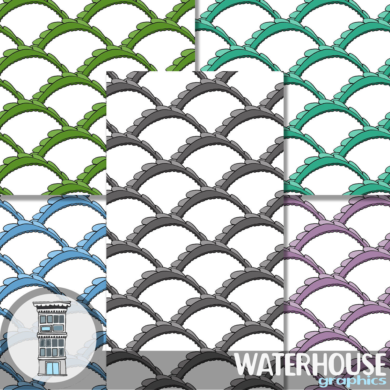 Digital Scrapbook Paper Pack Scallops INSTANT DIGITAL DOWNLOAD Fancy ...