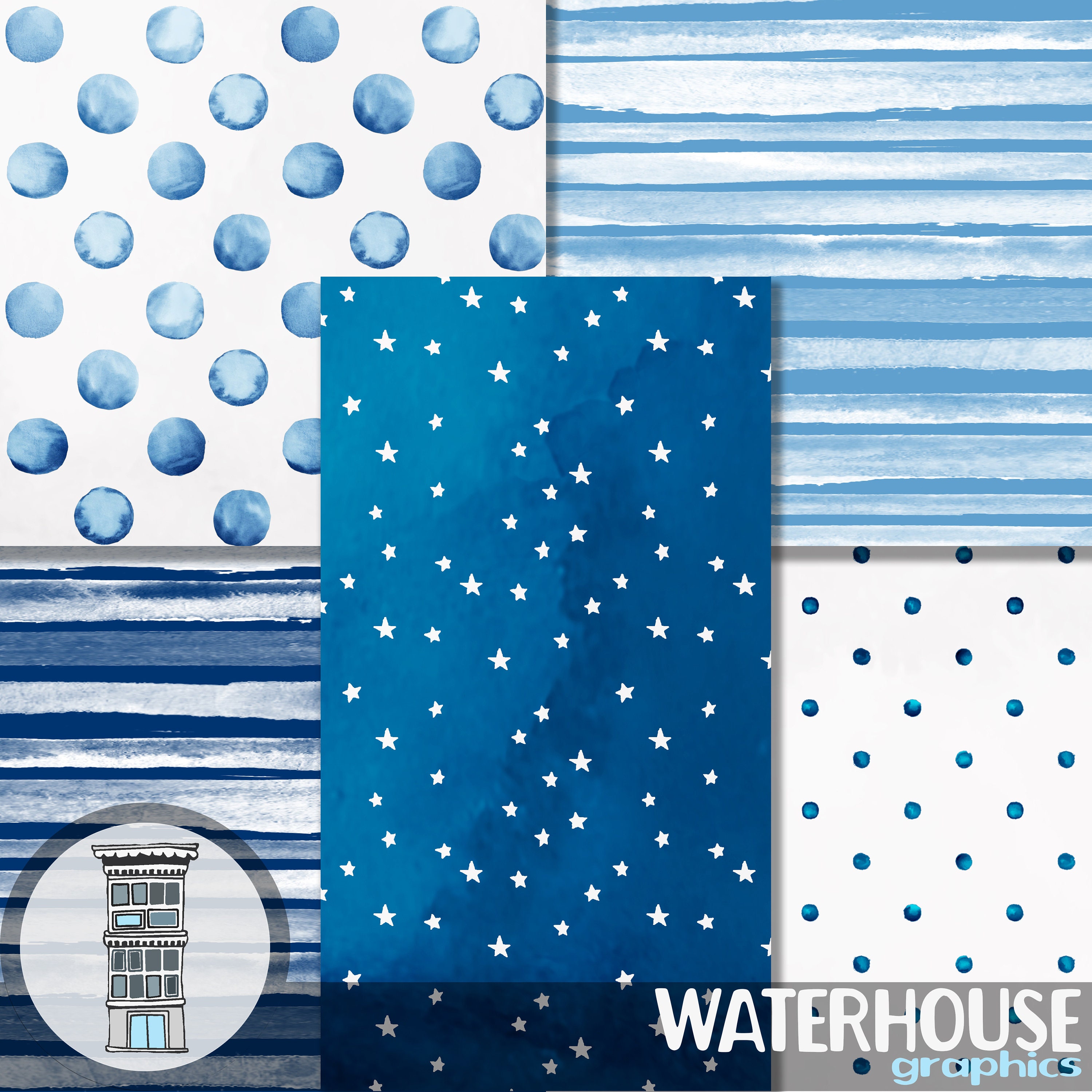 Watercolor BLUE Digital Paper Pack INSTANT Digital DOWNLOAD - Etsy