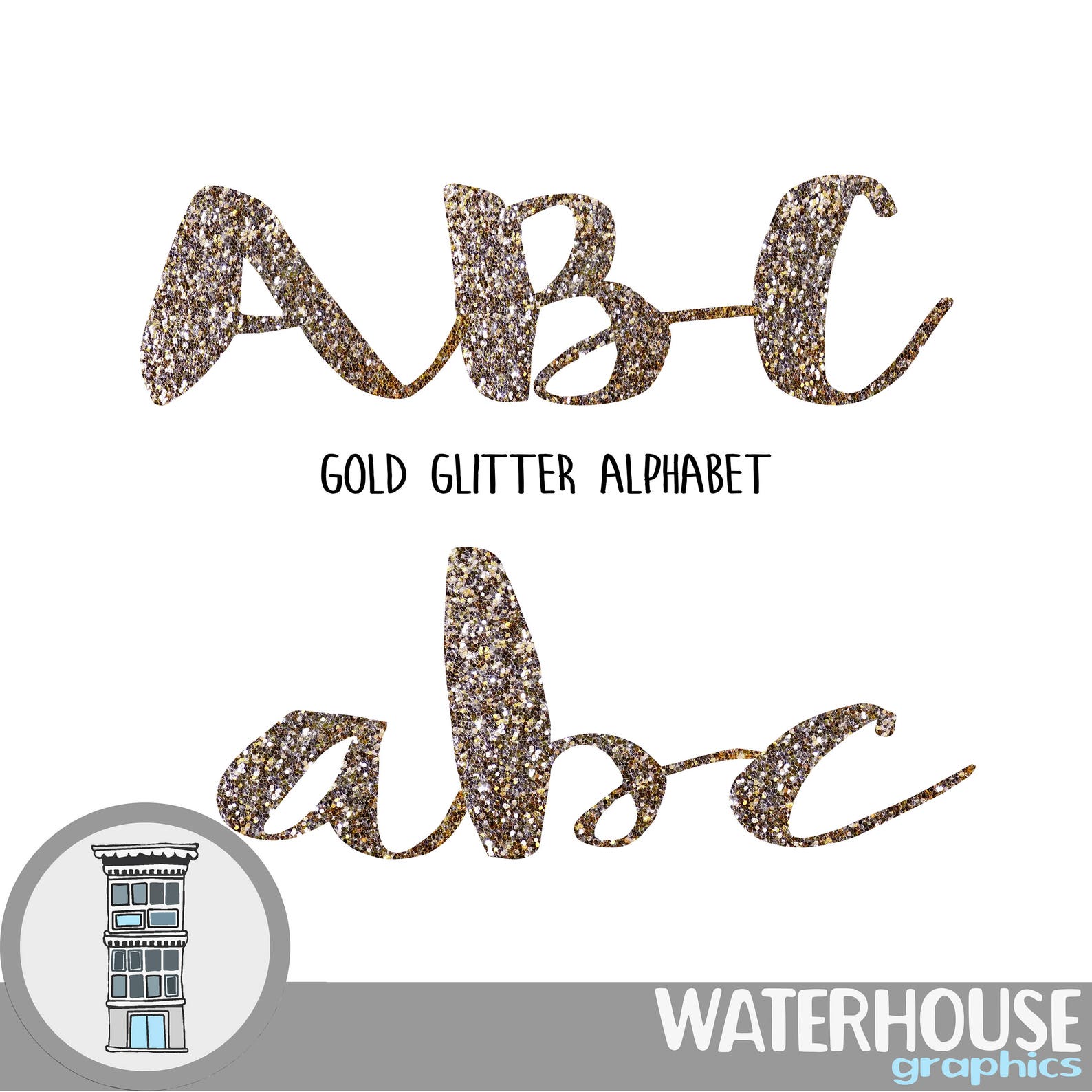 GOLD Sparkle Alphabet Clip Art, Instant Digital Download, Bronze ...