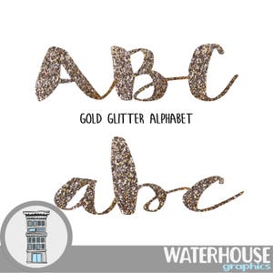 GOLD Sparkle Alphabet Clip Art, Instant Digital Download, Bronze ...