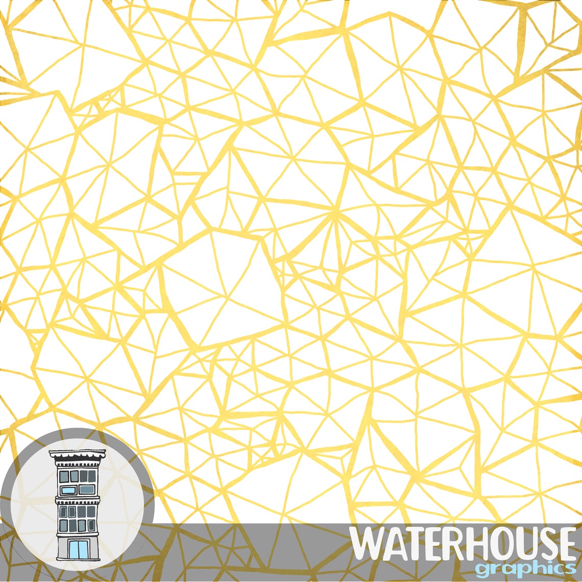 GOLD Floral Digital Paper Delicate Flowers, Slate Blue Gold Geometric ...