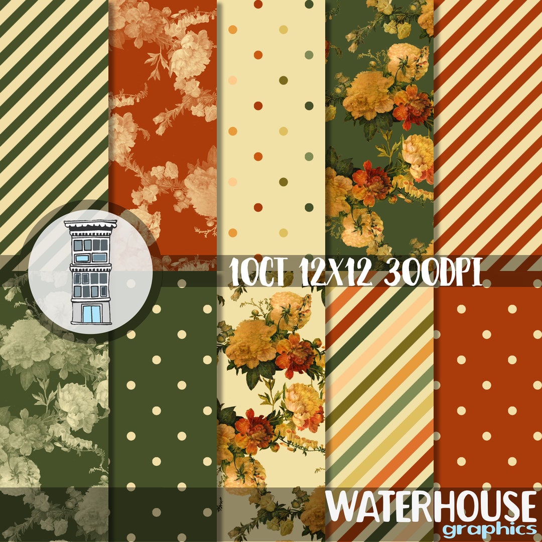 Antique Christmas Floral Digital Paper Pack Scrapbooking Vintage Floral ...