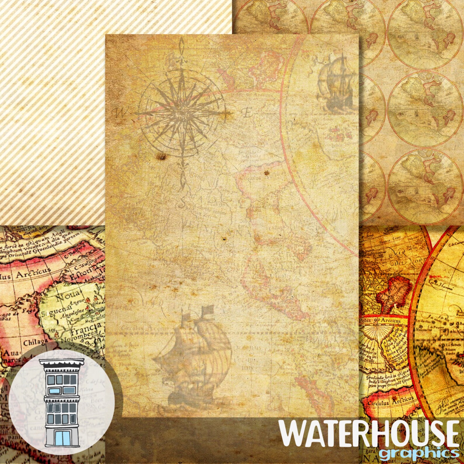 Digital Scrapbooking Vintage Travel Paper Pack INSTANT DIGITAL - Etsy