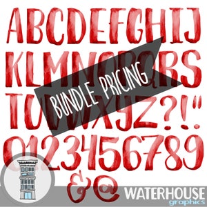Digital Clipart Watercolor Bundle Pack, Letters, Numbers and ...