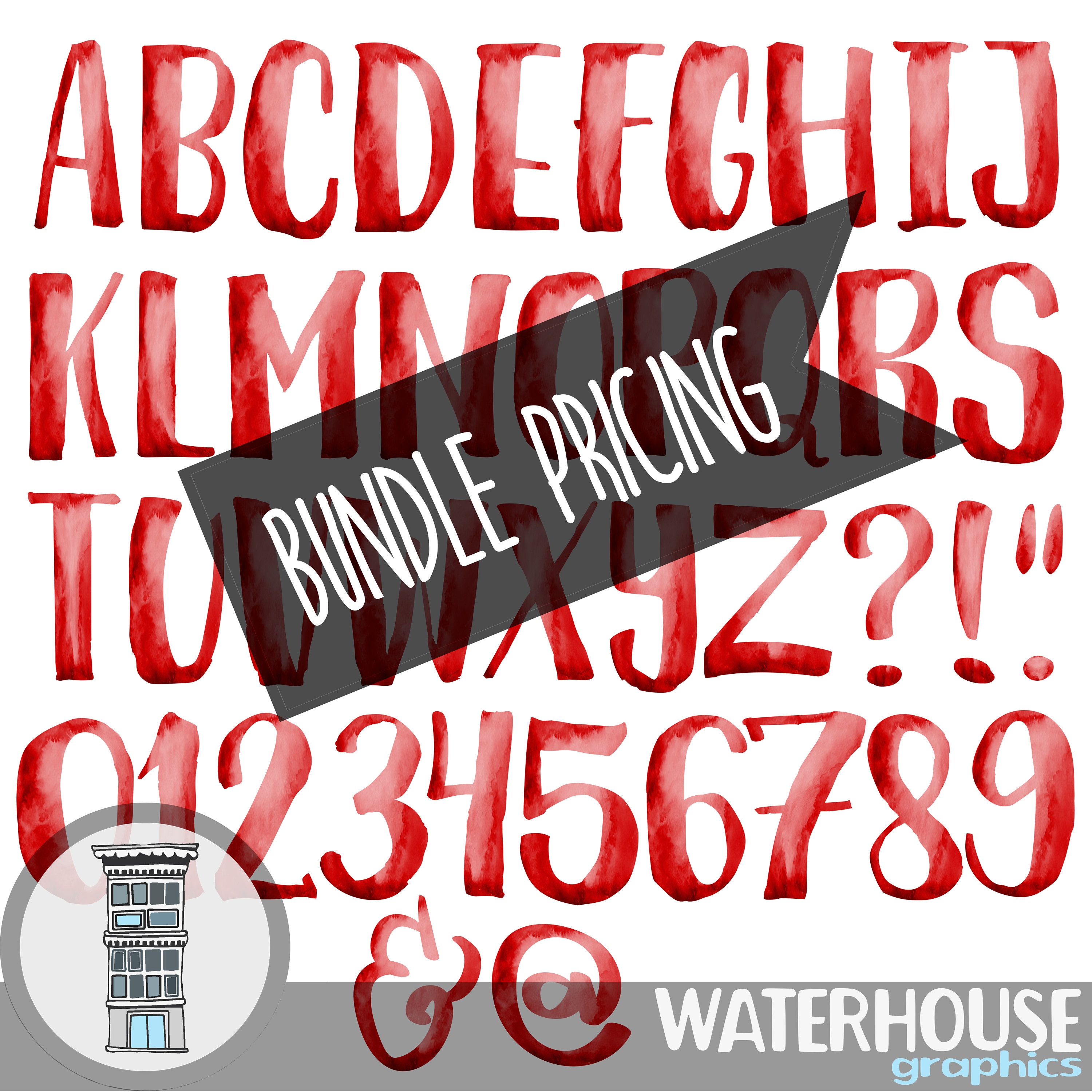 Digital Clipart Watercolor Bundle Pack Letters Numbers and - Etsy Canada