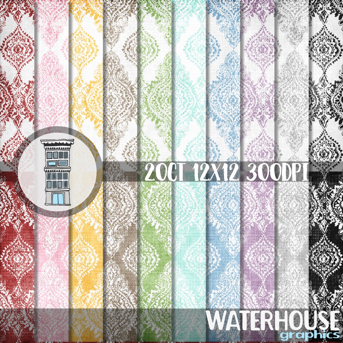 Digital DAMASK Paper Pack INSTANT DOWNLOAD Assorted Colors - Etsy