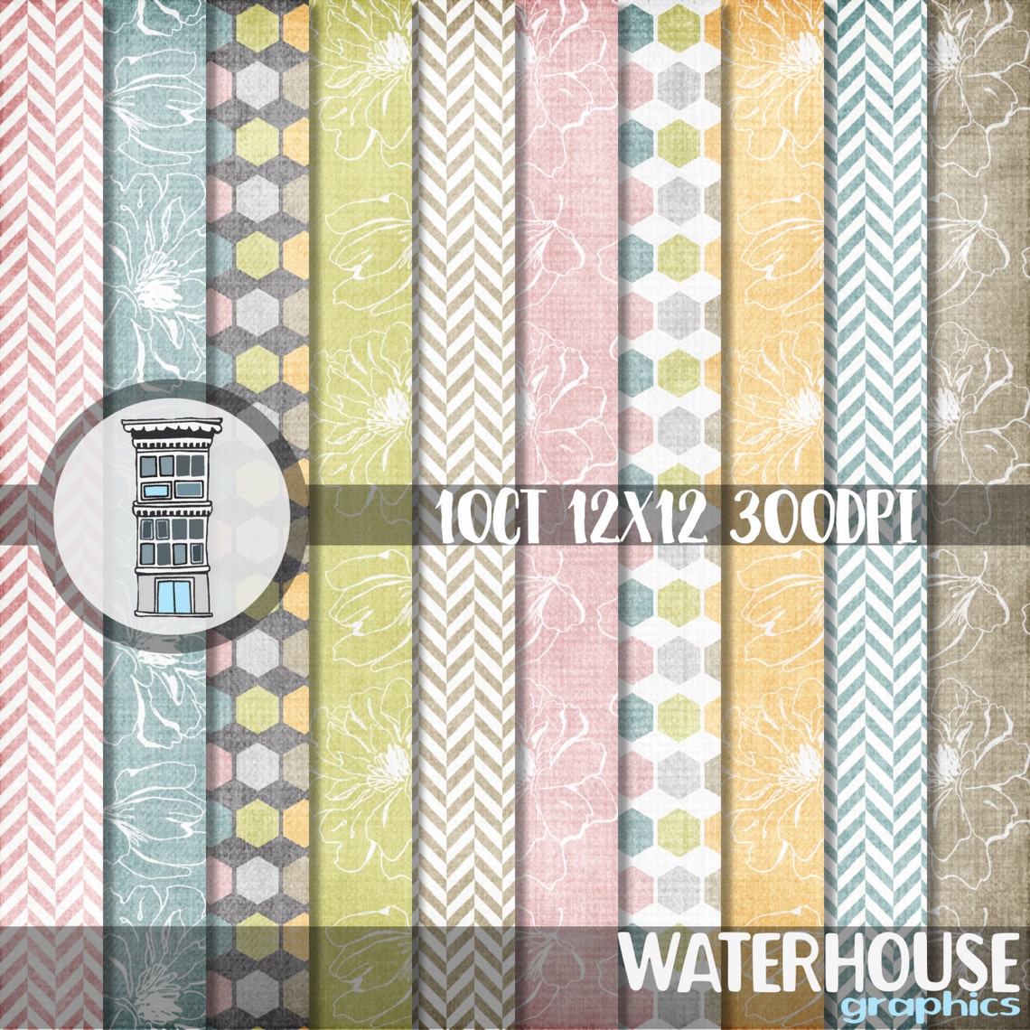 Digital Paper Pack INSTANT DOWNLOAD Floral Spring Colors - Etsy
