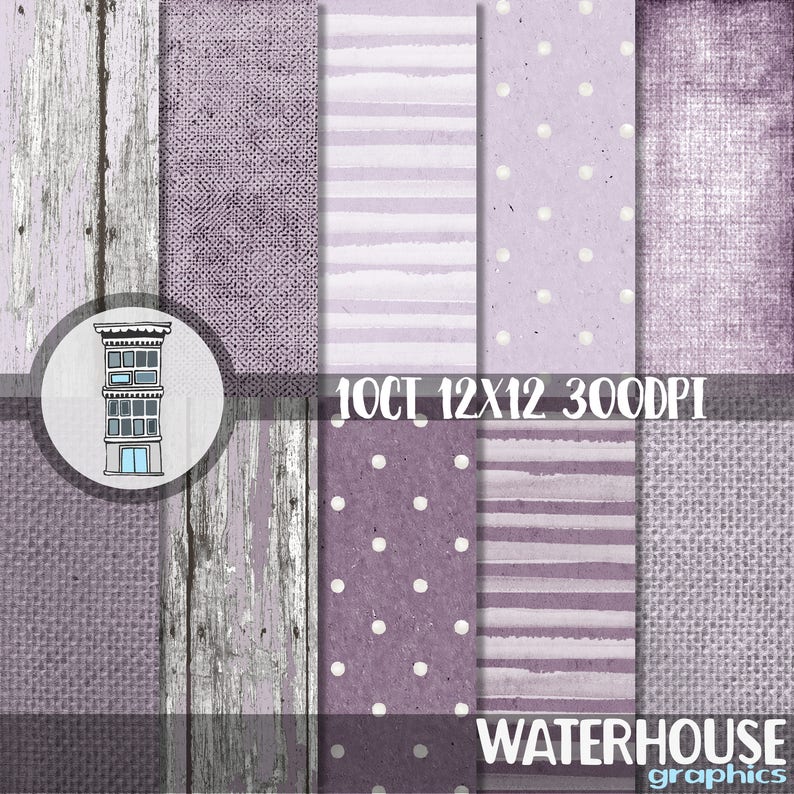 PURPLE Digital Rustic Paper Pack INSTANT DOWNLOAD Lilac Burlap | Etsy