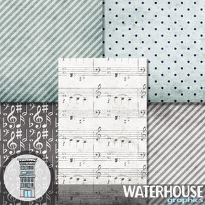 Musical DIGITAL PAPER PACK Cream Gray Black Smokey Blue Distressed ...