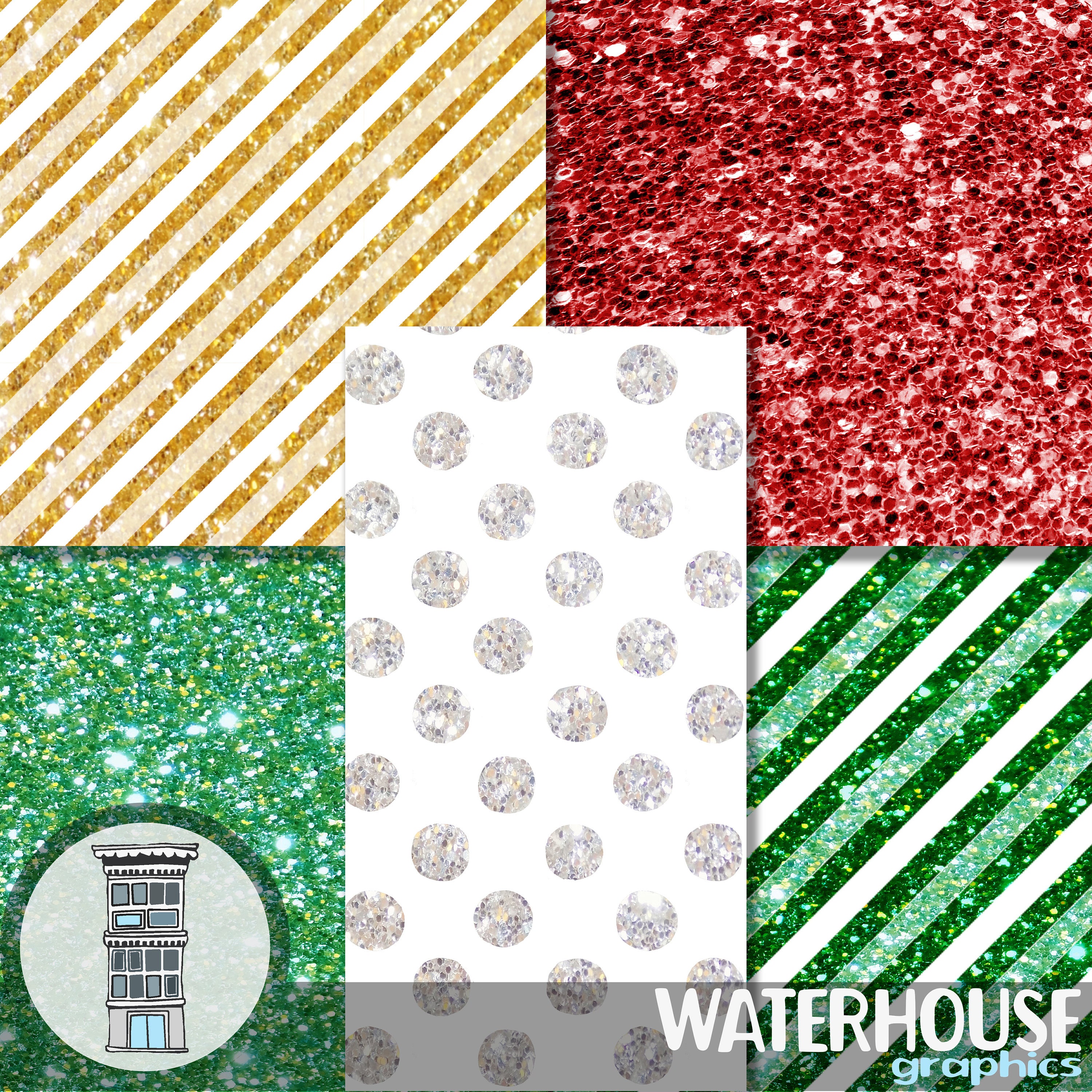 Christmas Sparkle Glitter Digital Paper Pack, Instant Download Holiday ...