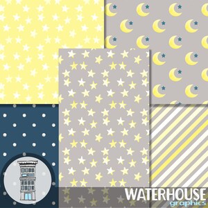 STARS Digital Paper Pack INSTANT DOWNLOAD Stars and Moons Patterns ...