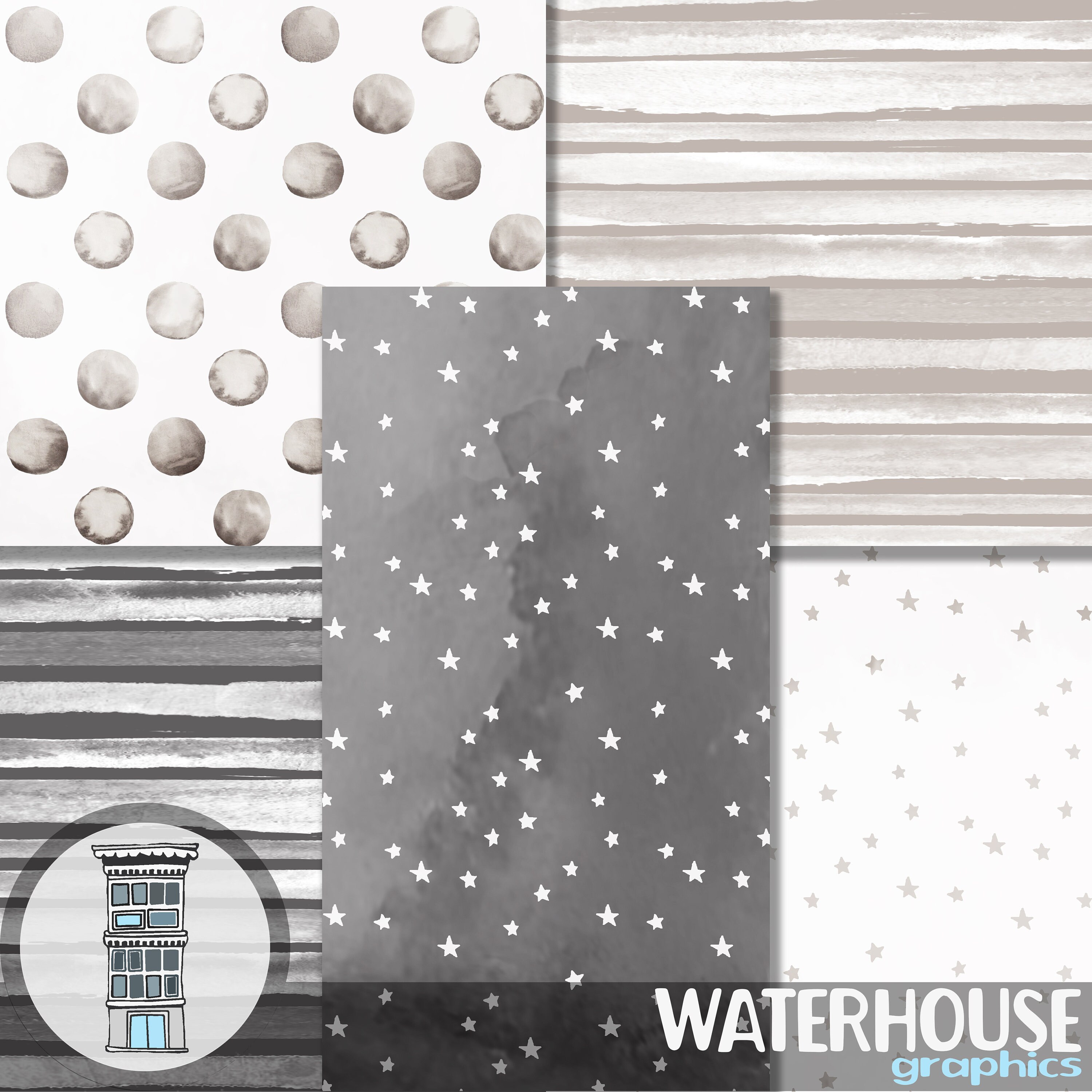 GRAY Watercolor Digital Paper Pack Instant Digital DOWNLOAD - Etsy