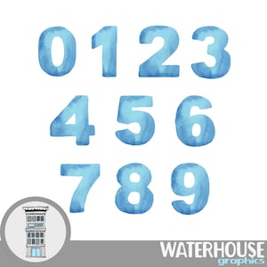 Blue Watercolor Letters Numbers Instant Digital Download BLUE ...