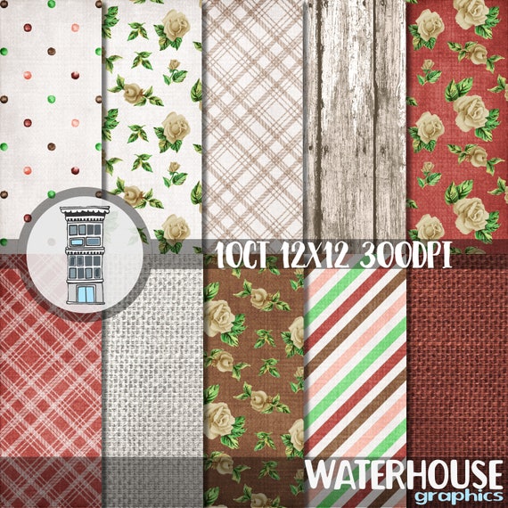 Pink Brown Floral Digital Paper Pack Wedding Flowers | Etsy