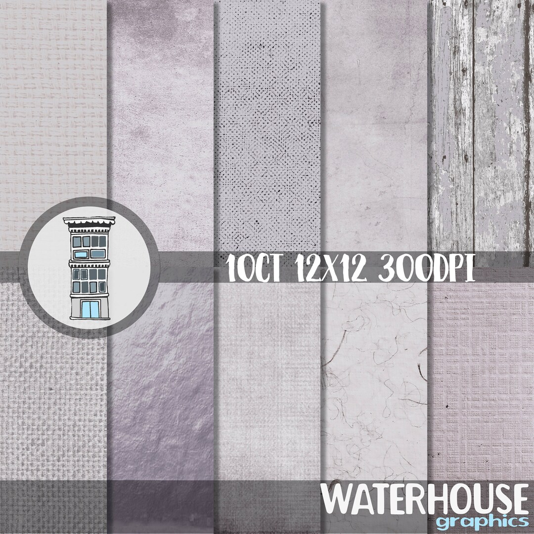 Lilac Silver Gray Digital Paper Pack INSTANT DOWNLOAD Neutral Rustic ...
