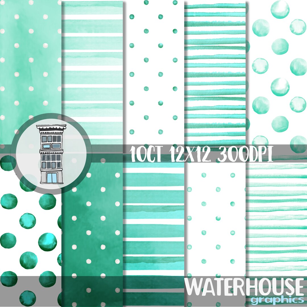 Watercolor Aqua Seafoam Digital Paper Pack INSTANT Digital DOWNLOAD ...