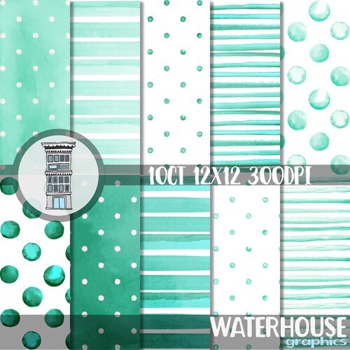 Digital Paper Pack PEACH Mint INSTANT DOWNLOAD Watercolor Dots - Etsy