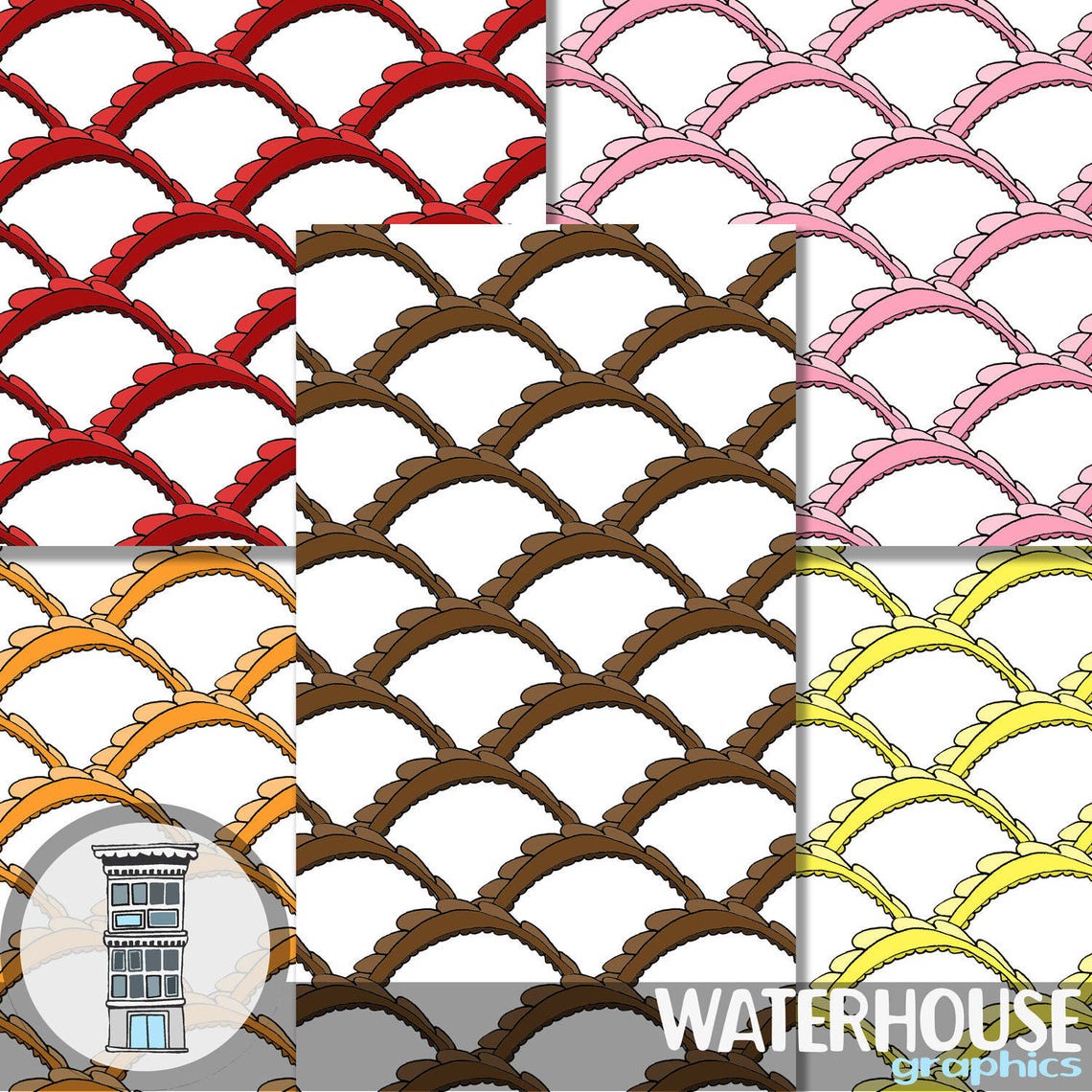 Digital Scrapbook Paper Pack Scallops INSTANT DIGITAL DOWNLOAD | Etsy