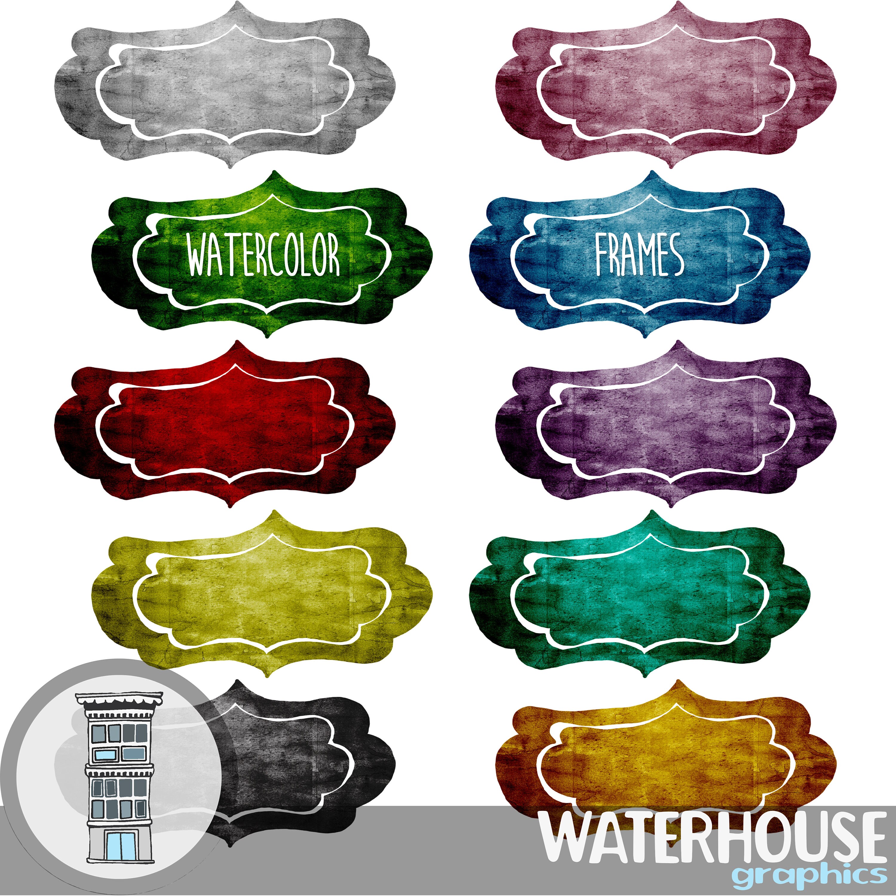 Digital Watercolor Clip Art Frames Instant DIGITAL DOWNLOAD - Etsy