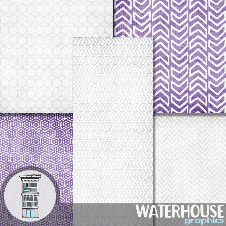 Digital Paper Pack INSTANT DOWNLOAD Scrapbooking Papers Purple Gray ...