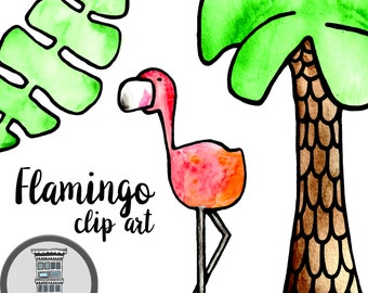 Tropical Summer Clip Art Set INSTANT DIGITAL DOWNLOAD Flamingo | Etsy