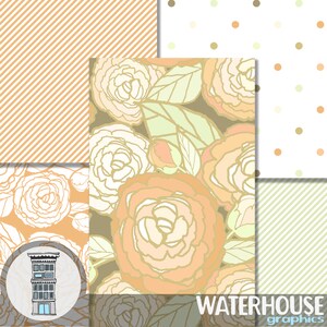 Digital Paper Pack Floral Peonies Patterns INSTANT DOWNLOAD Peach ...