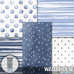 Watercolor BLUE Digital Paper Pack INSTANT Digital DOWNLOAD Blue ...