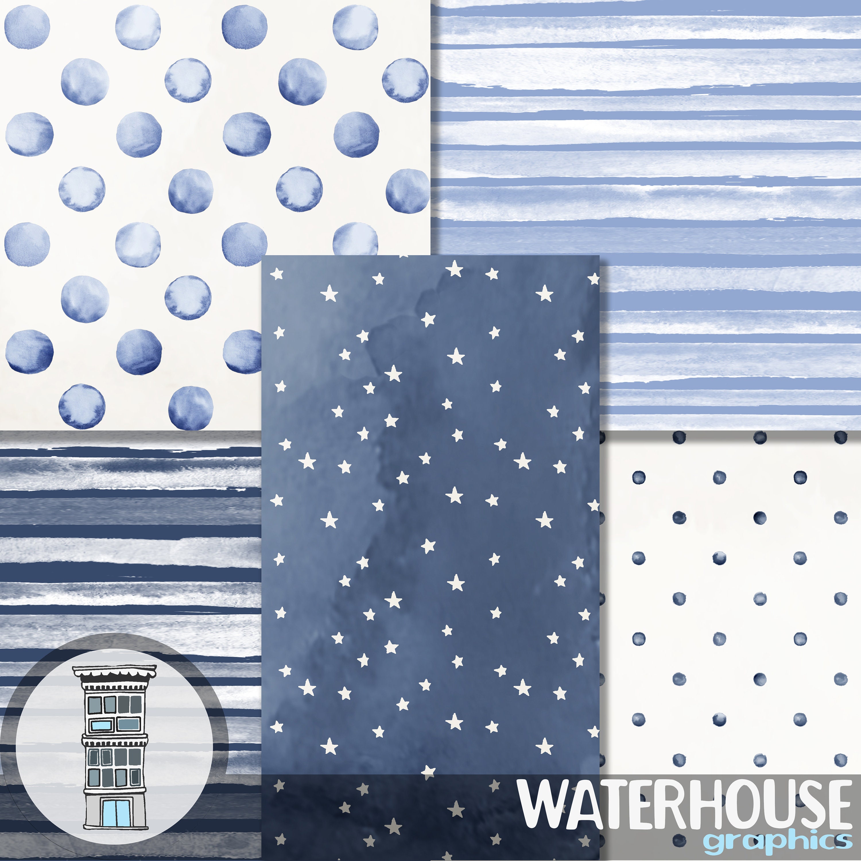 Watercolor BLUE Digital Paper Pack INSTANT Digital DOWNLOAD - Etsy