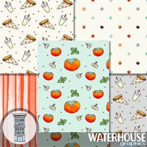Pizza Party Paper Pack, Digital Scrapbooking Papers, Pizza Background ...