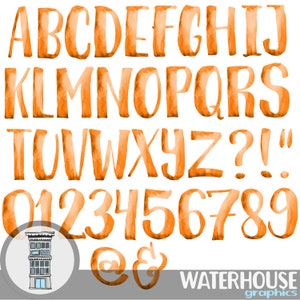 Fall Watercolor Letters Numbers Instant Digital Download Brown Orange ...