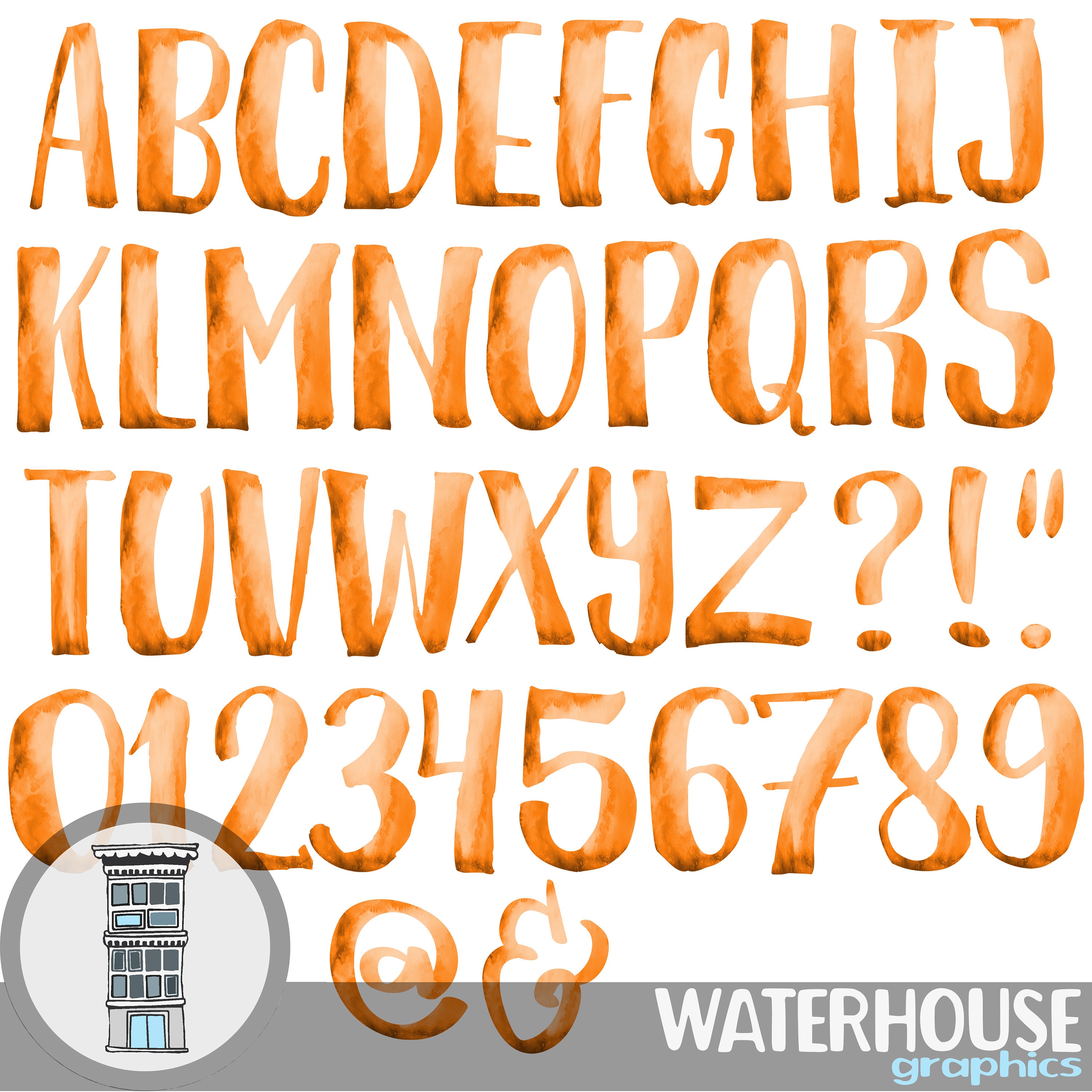 Fall Watercolor Letters Numbers Instant Digital Download Brown - Etsy