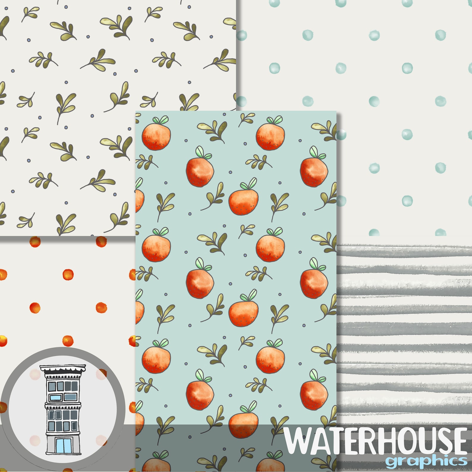 Digital Paper Pack PEACH Mint INSTANT DOWNLOAD Watercolor Dots - Etsy