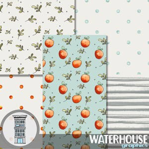 Digital Paper Pack PEACH Mint INSTANT DOWNLOAD Watercolor Dots Stripes ...
