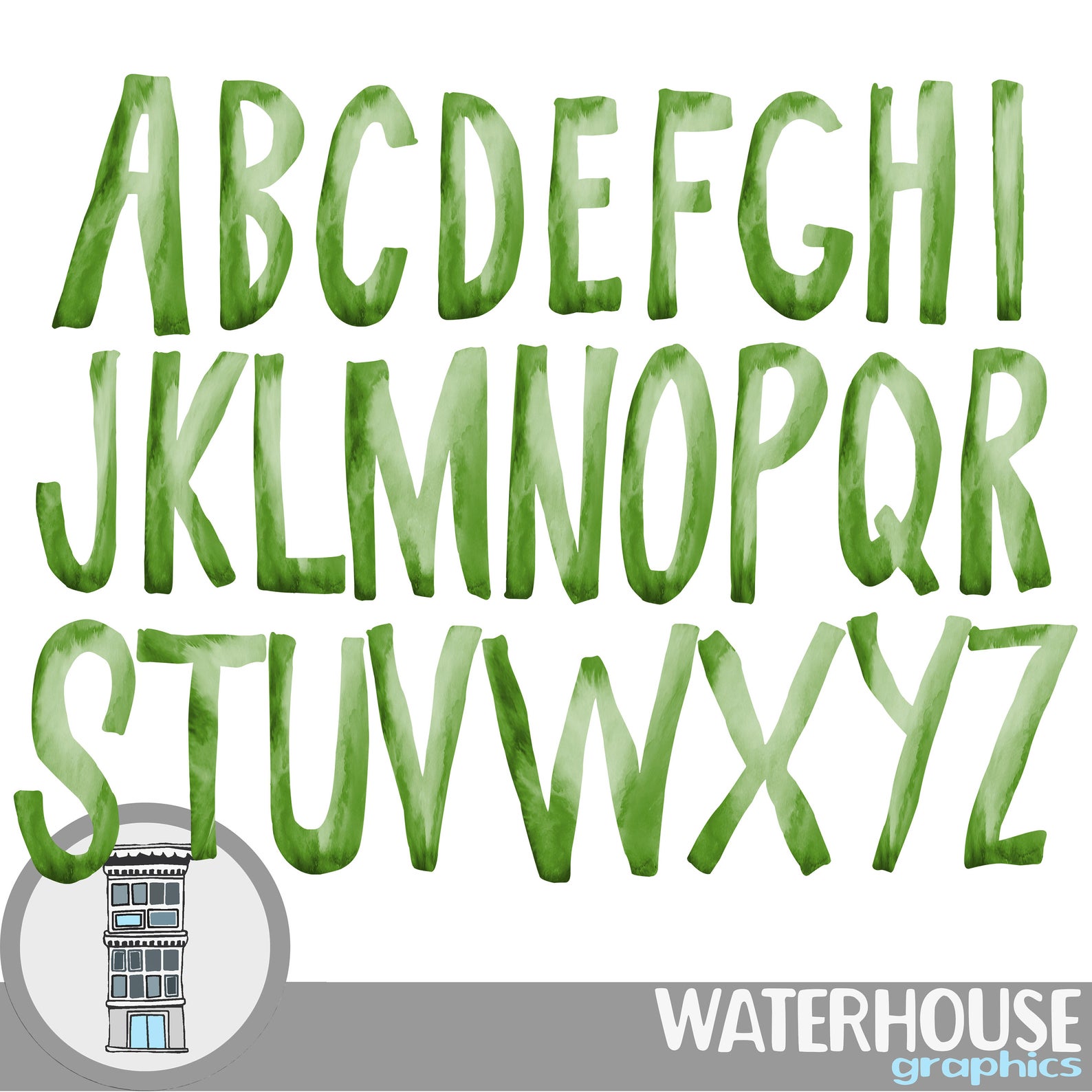 Green Watercolor & GOLD Glitter Alphabet Clip Art Instant - Etsy