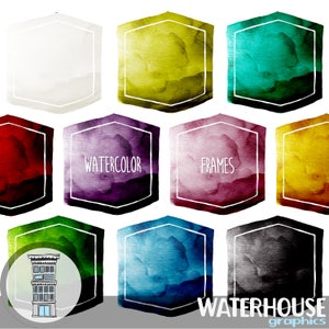 Digital Watercolor Hexagon Frames Instant DIGITAL DOWNLOAD Colorful ...