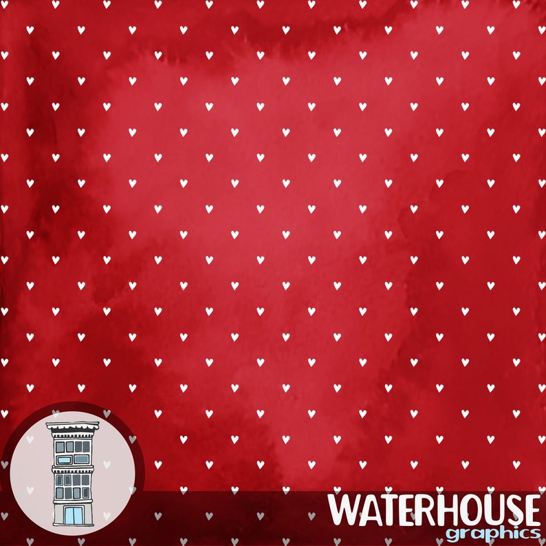 Valentine Watercolor Papers RED and PINK Stripes Hearts Love Digital ...