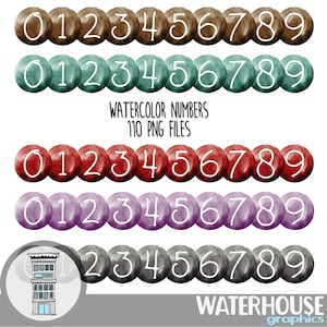 Digital Circular Watercolor 0-9 Instant DIGITAL DOWNLOAD Colorful Cute ...