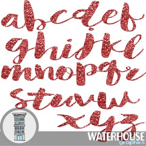RED Sparkle Glitter Alphabet Clip Art, Instant Digital Download ...