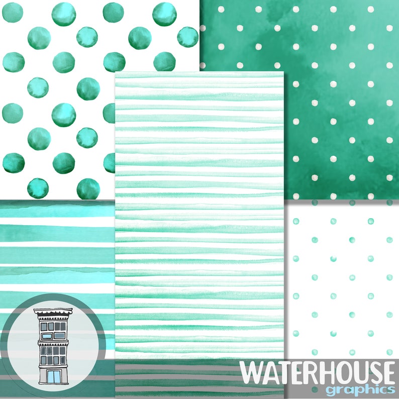 Watercolor Aqua Seafoam Digital Paper Pack INSTANT Digital DOWNLOAD ...