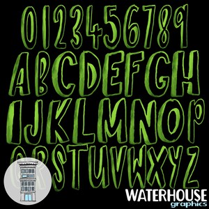 Green Watercolor Letters Numbers Instant Digital Download GREEN ...