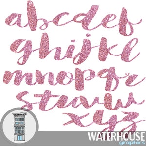 PINK Sparkle Glitter Alphabet Clip Art, Instant Digital Download ...