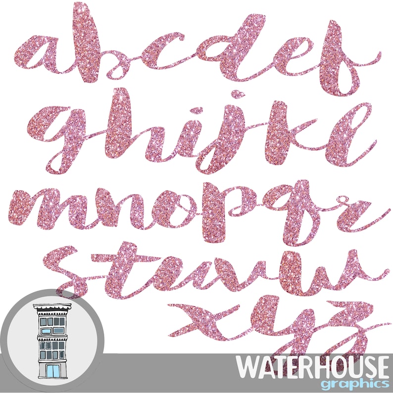 PINK Sparkle Glitter Alphabet Clip Art Instant Digital - Etsy